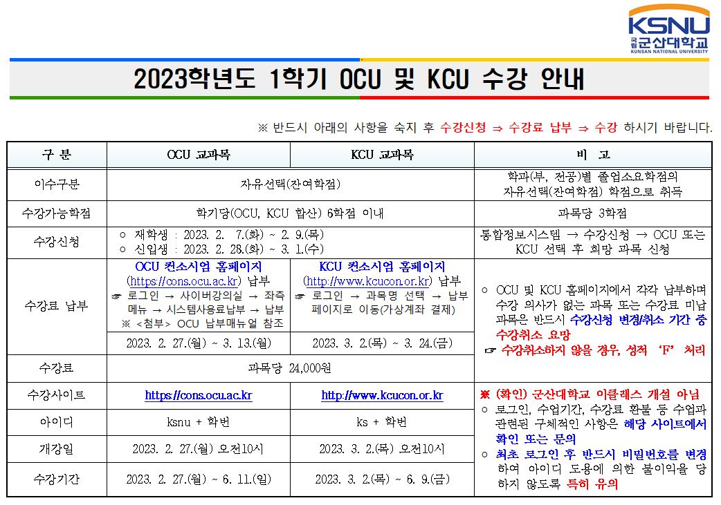 KSNU 광장 > 학교소식 > 학사/장학 | 국립군산대학교